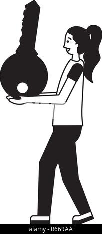 woman holding key protection safe Stock Vector Image & Art - Alamy