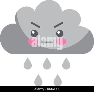 kawaii angry cloud rain cartoon Stock Vector Image & Art - Alamy
