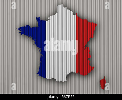Map of France on corrugated iron Stock Photo - Alamy