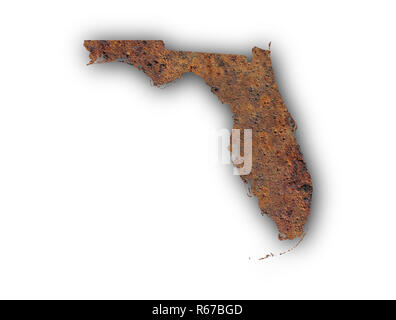 Map of Florida on rusty metal Stock Photo - Alamy