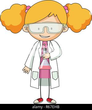 Girl in science gown on white background illustration Stock Vector ...