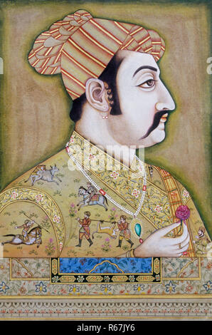 Mugal Miniature painting of akbar Stock Photo - Alamy
