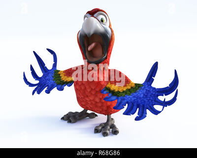 3D rendering of cartoon parrot screaming and looking very angry with ...