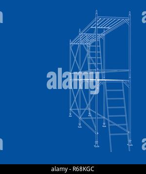 3D outline scaffold. Vector rendering of 3d Stock Vector Image & Art ...