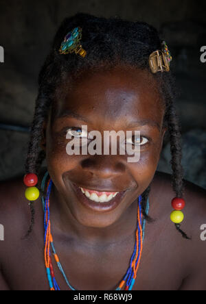 Portrait of a Mudimba tribe young woman, Cunene Province, Cahama ...