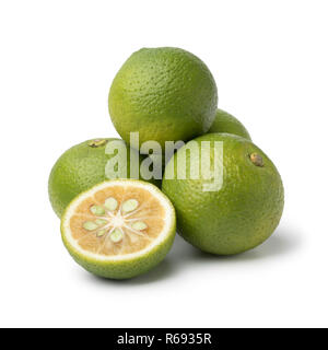 Fresh sour whole and halved kabosu citrus fruit Stock Photo - Alamy