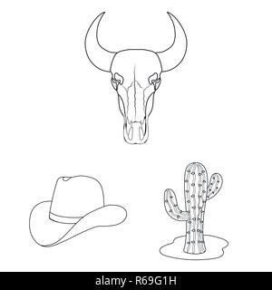 Rodeo, competition outline icons in set collection for design. Cowboy ...