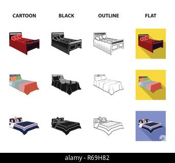 Different beds cartoon,outline icons in set collection for design ...