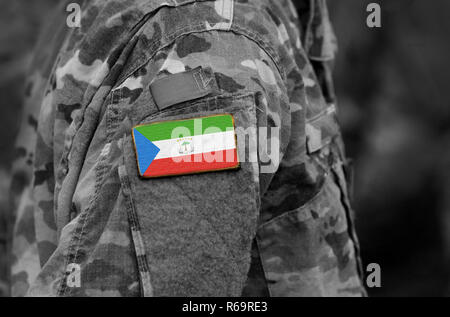 Flag of Equatorial Guinea on military uniform. Army, troops, soldiers ...