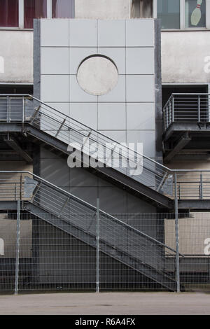Outside spiral staircase to high rise block of flats, Bristol, UK Stock ...