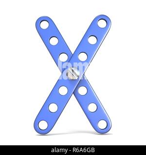 Alphabet made of blue metal constructor toy Letter O 3D Stock Photo - Alamy