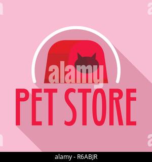 Cat box pet store logo. Flat illustration of cat box pet store vector ...
