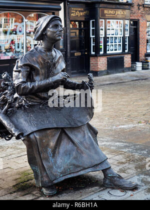 Knaresborough Market Square, with the statue of Blind Jack Metcalf and ...