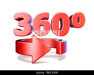 Red 360 degree horizontal rotation icon 3D rendering illustration ...