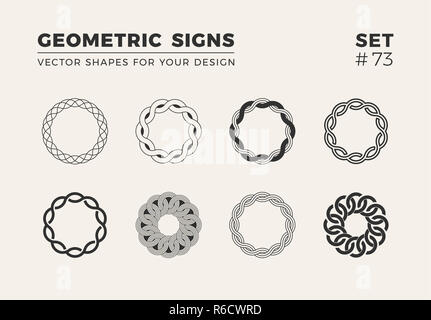 Set of eight minimalistic trendy shapes. Stylish vector logo emblems ...