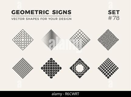 Set of eight minimalistic trendy shapes. Stylish vector logo emblems ...