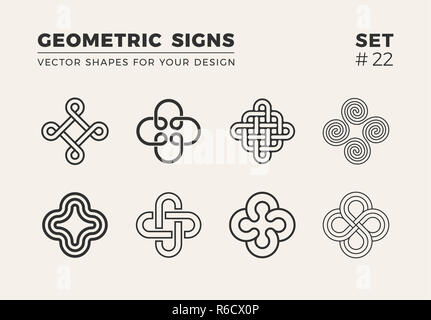 Set of eight minimalistic trendy shapes. Stylish vector logo emblems ...