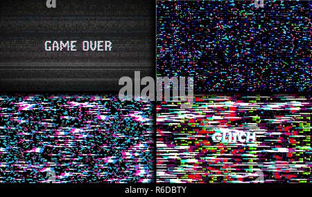 Color pixel noise. Test TV Screen Digital VHS Background. Error ...
