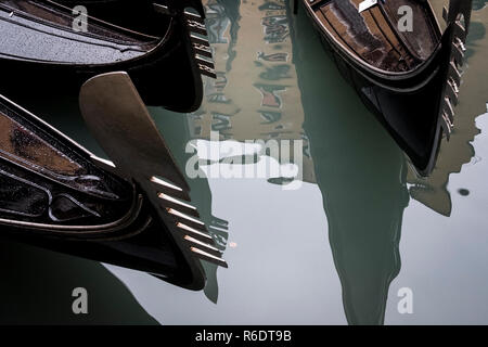 Venice, Portugal - 9 December 2017: Gondolas parked in a Venice canal ...