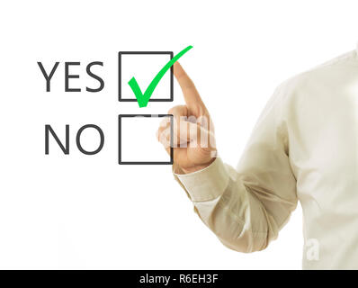 A Yes No checkbox with green yes box checked Stock Photo - Alamy