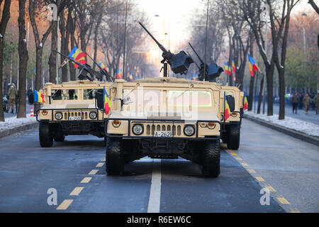 BUCHAREST, ROMANIA - December 1, 2018: Humvee military vehicle from the ...