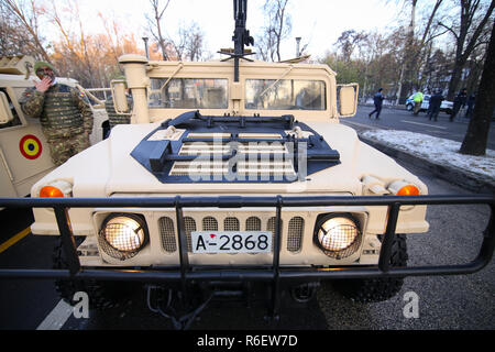 BUCHAREST, ROMANIA - December 1, 2018: Humvee military vehicle from the ...