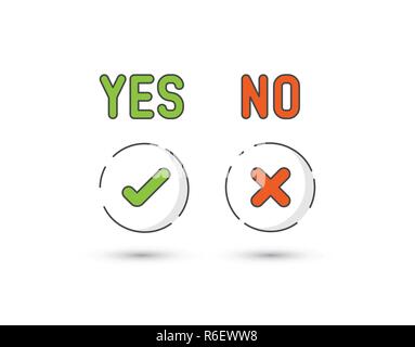 Set of fresh minimalist icons for various status - yes, no, accept ...