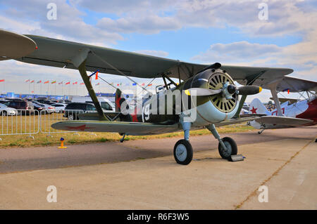 Polikarpov I-15 soviet fighter biplane at Duxford airport, England ...