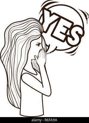 Girl saying yes, illustration, vector on white background Stock Vector ...