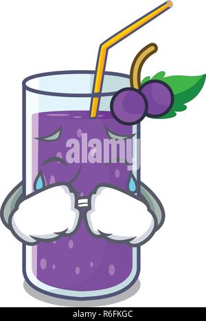 Grape character with crying and tears emotion, sad face, depressive ...