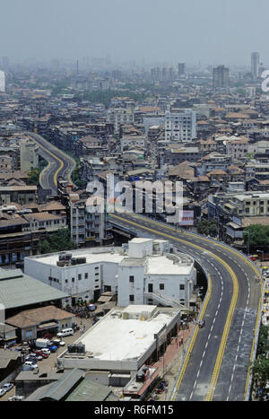 City flyover with modern commercial buildings at Kolkata India at ...