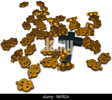christian cross and dollar symbols Stock Photo - Alamy