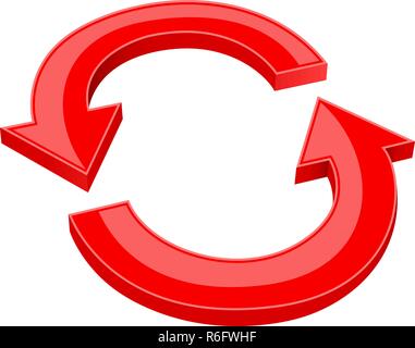 3D rotation sign red icon. 360 rotation arrows Sign Stock Vector Image ...