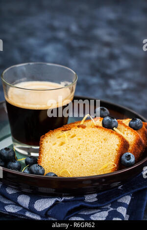 Lemon pound cake slices and cup of coffee Stock Photo - Alamy