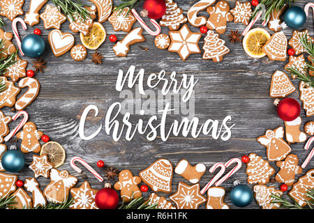 christmas greeting card frame gingerbread cookies Stock Photo - Alamy