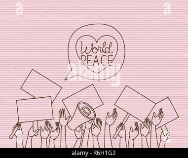 heart with hands and megaphone peace message Stock Vector Image & Art ...