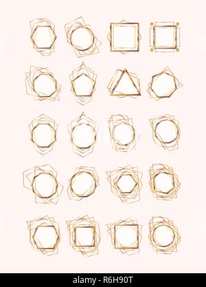 Set of Golden Geometric Frames - Geometrical Art Deco Style Clip-Art ...