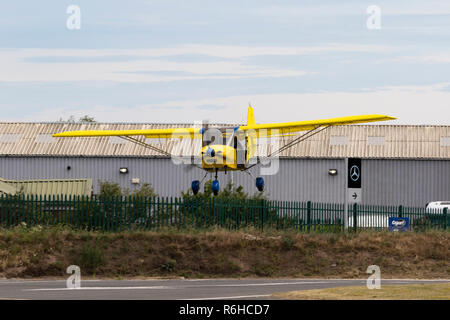 A homebuilt Microlight aircraft with an enclosed cockpit Stock Photo ...