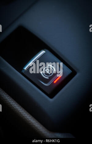 Parking brake of a modern car. Electronic handbrake. Modrn car hand ...