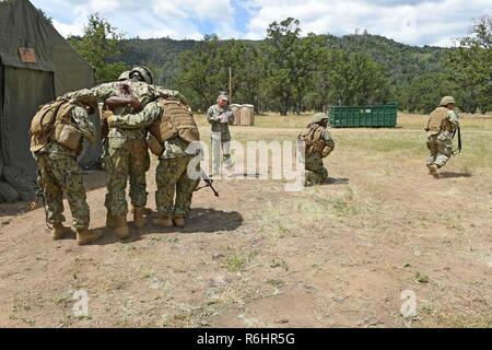 A defensive fighting position, set up by the mortar platoon, Company C ...