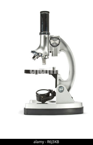 old microscope isolated on white background Stock Photo - Alamy
