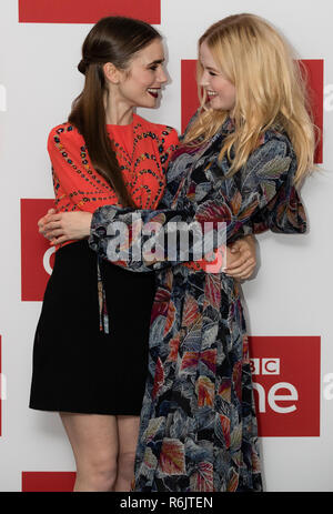 Lilly Collins and Ellie Bamber attend BBC One's Les Miserables launch ...