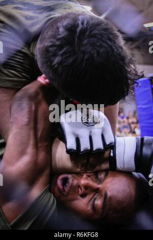 Members from the US Army boxing team train at Barnes Field House ...
