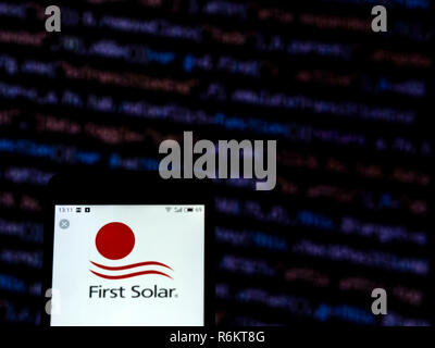 First Solar Semiconductor manufacturing company logo seen displayed on ...