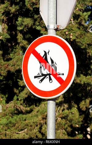 Sign or symbol no campfire, do not light a fire. No Campfires sign, in ...