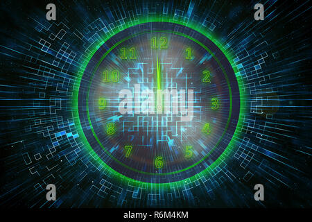 Image of green digital clock timer changing on black background Stock ...