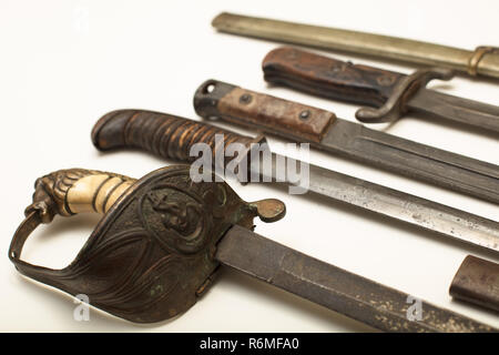 Types of melee weapon on white background Stock Photo - Alamy