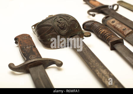 Types of melee weapon on white background Stock Photo - Alamy