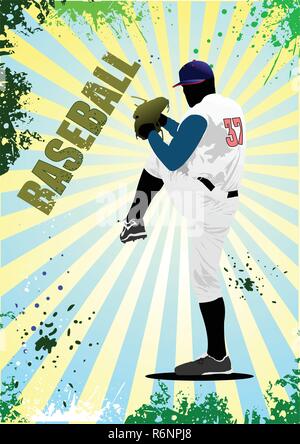 Baseball player poster. Vector illustration Stock Vector Image & Art ...