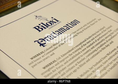 Mayor Andrew “FoFo” Gilich, City of Biloxi, reads a “Col. Michele ...